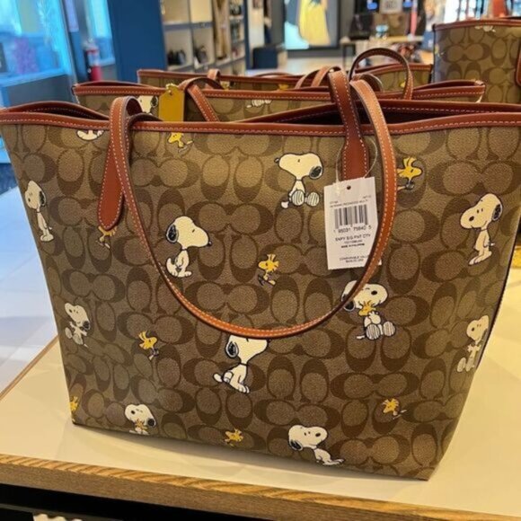 Coach | Dresses | Coach X Peanuts City Tote In Signature Canvas With ...